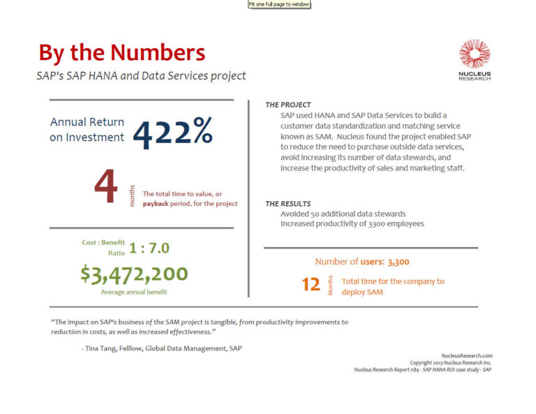 SAP HANA and Data Services ROI Case Study: SAP